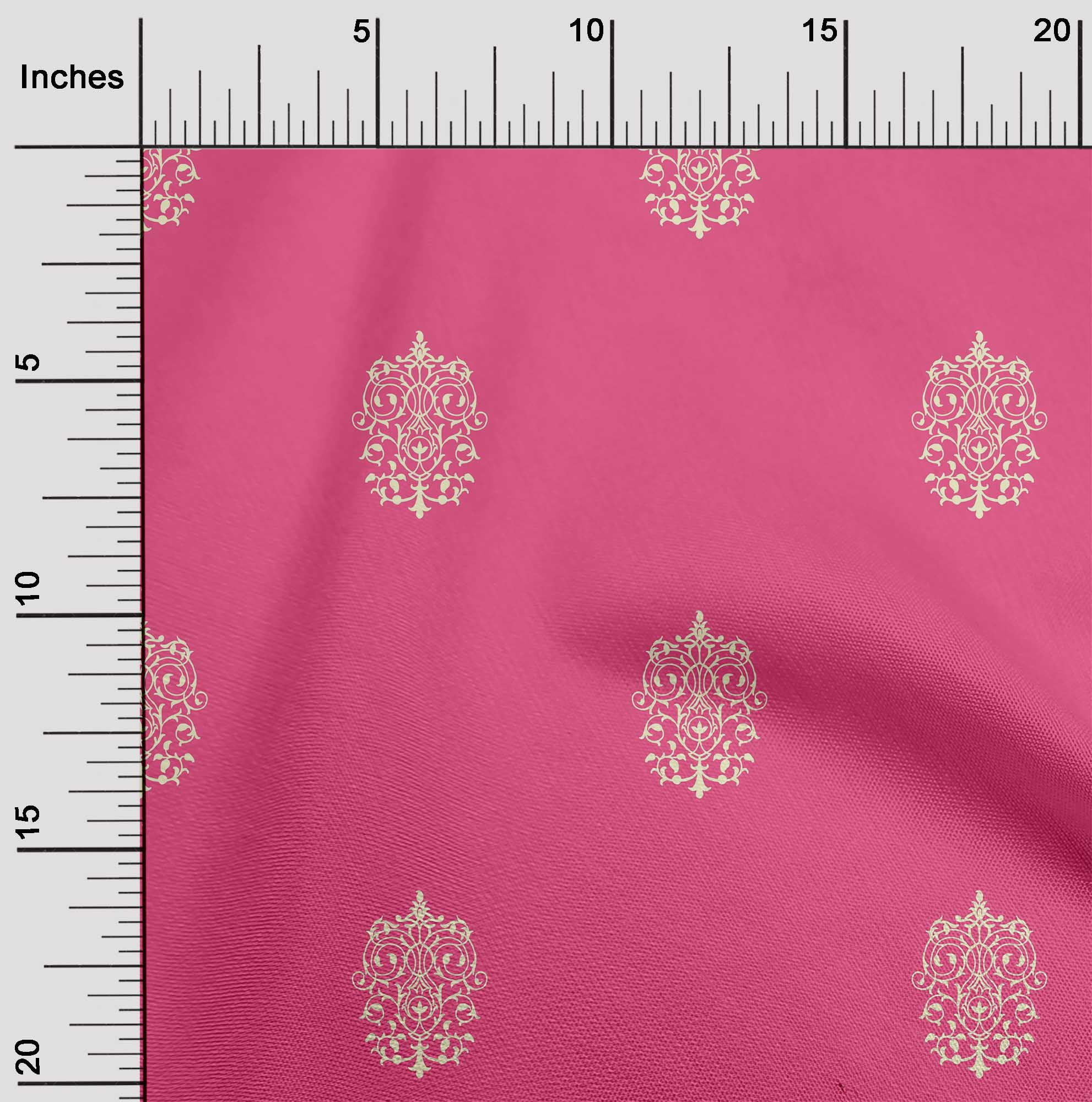 oneOone Cotton Poplin Pink Fabric Ethnic Block Sewing Material Print ...