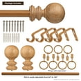 Amos Natural Farmhouse Real Oak Wood Finial 84” - 144” Curtain Rod Set ...