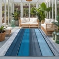 Coastal Style Area Rugs 5x8ft Vintage Blue Grey Stripes Wood Texture ...