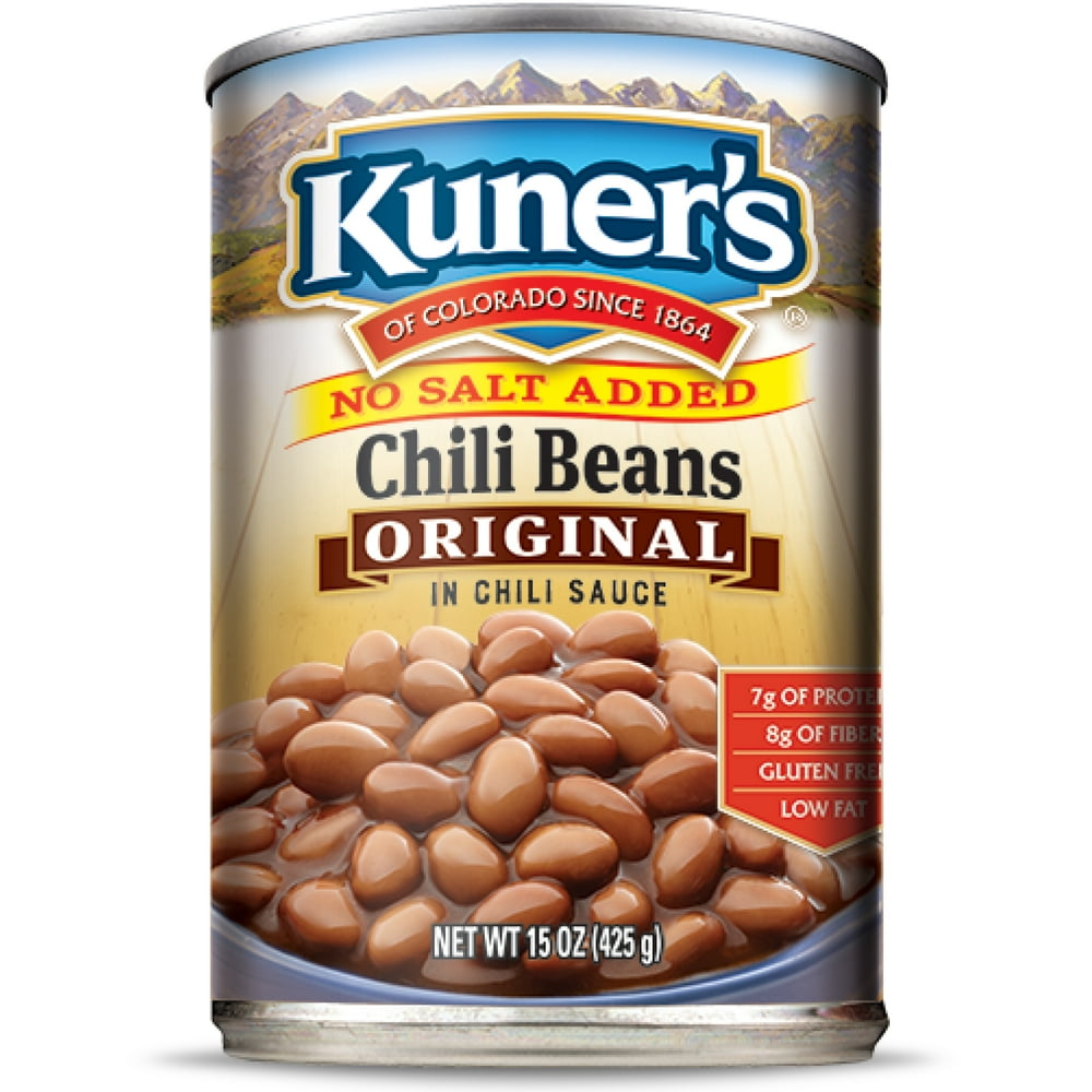 (12 Pack) Kuner's - Canned Chili Beans, No Salt Added, 15 Ounce Can ...