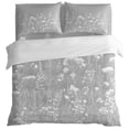 Country Flower Leaf Silhouette Queen Size Bed Set,Watercolor Botanical ...