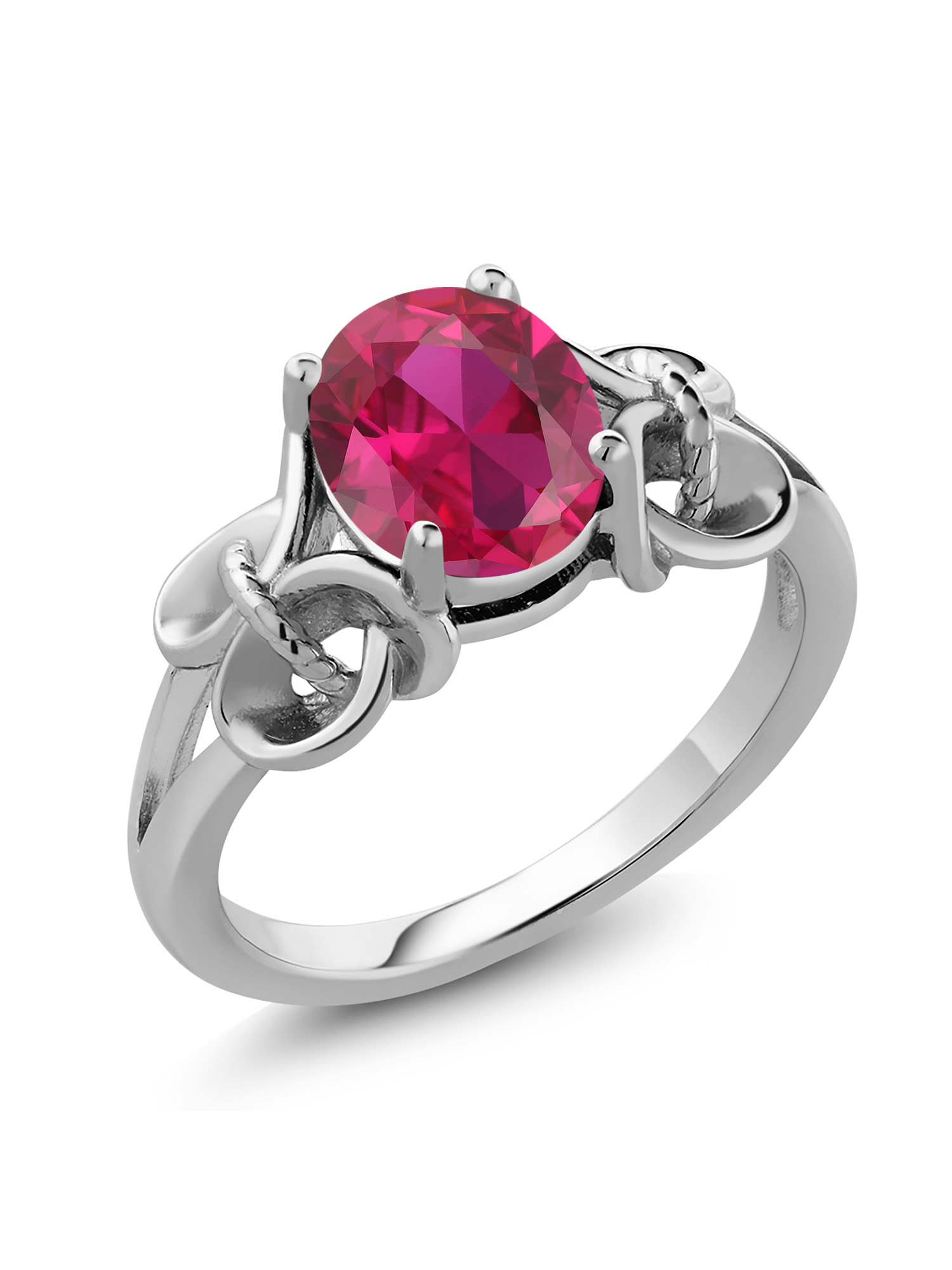 Sterling Silver Oval Created Ruby Ring - Walmart.com