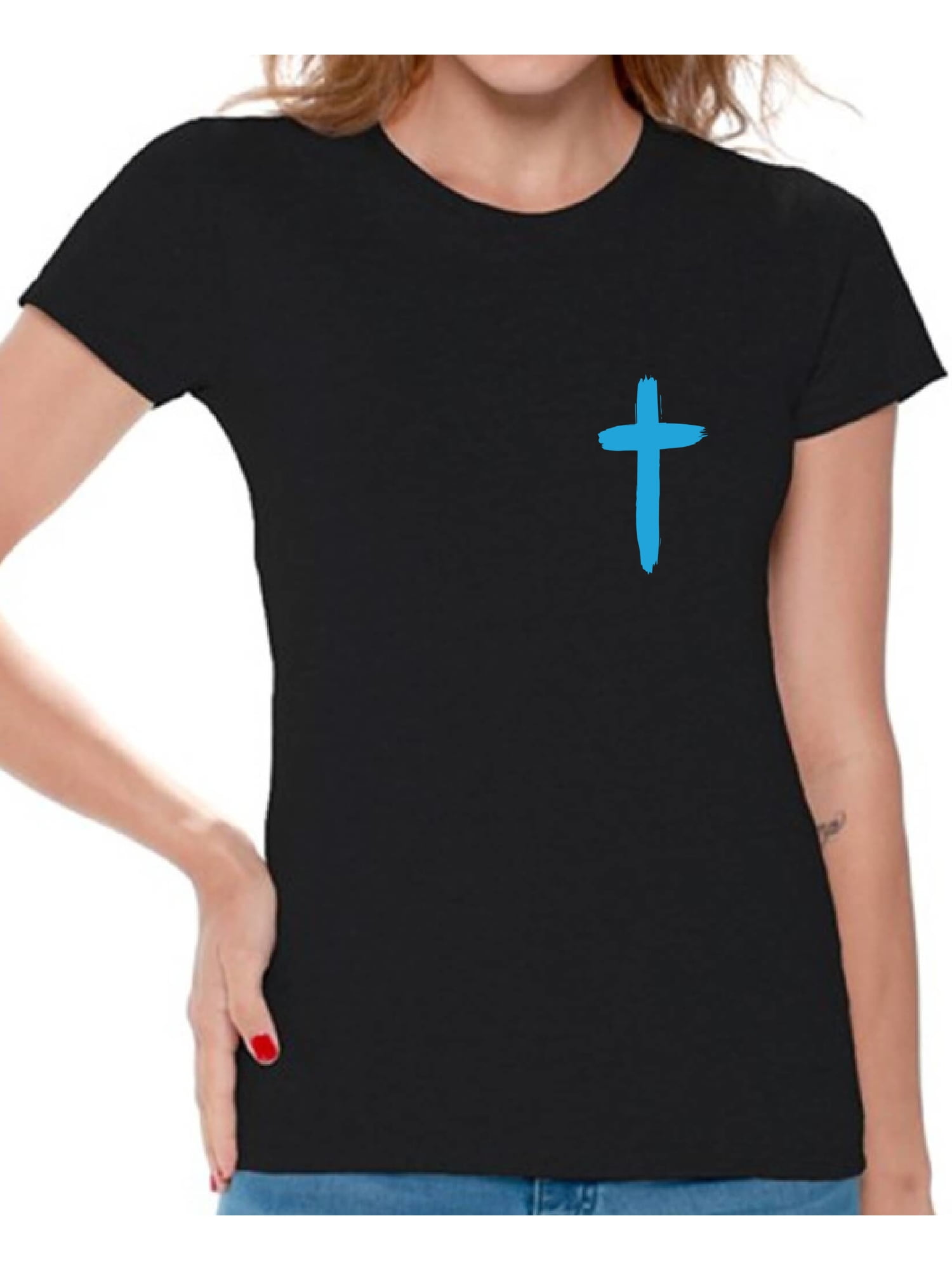 Awkward Styles Blue Cross Shirt for Women Christian Cross Clothes for ...