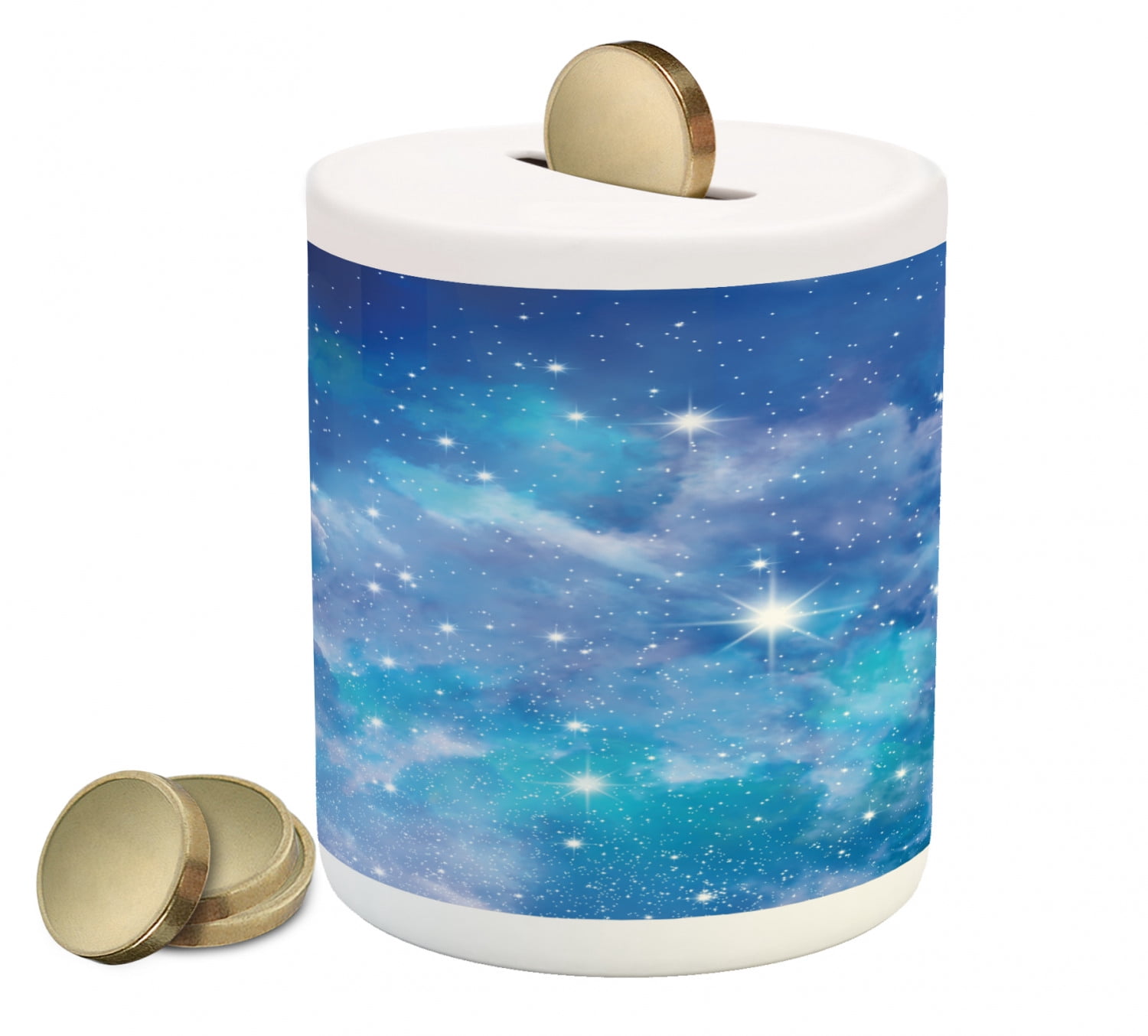 Space Piggy Bank, Vibrant Star Clusters Constellation Ethereal Infinity ...