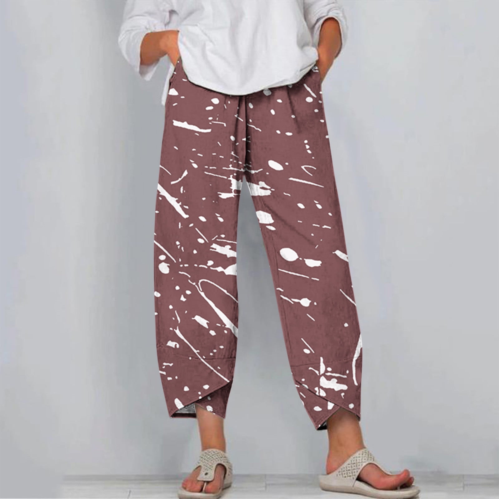 Lilgiuy Women's Fashion Summer Casual Loose Pocket Straight Printing ...