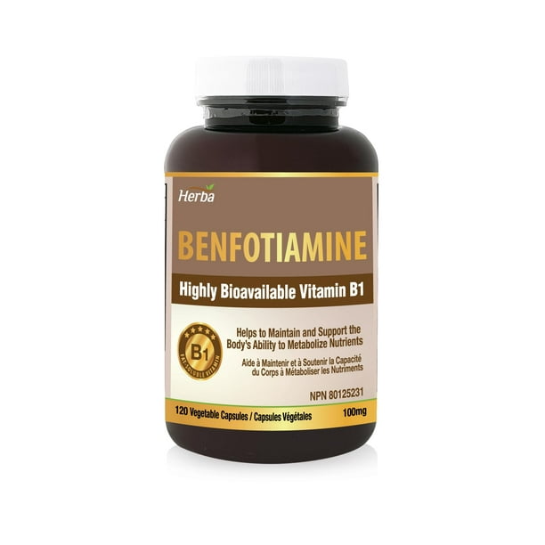Herba B1 Benfotiamine 100mg - 120 Capsules | Fat Soluble Vitamin B1 ...