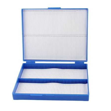 Blue Plastic Rectangular Hold 100 Microslide Slide Microscope Box ...