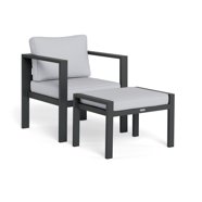 Jeco Black Resin Wicker Rocking Patio Chair Set of 2 - Outdoor Balcony ...