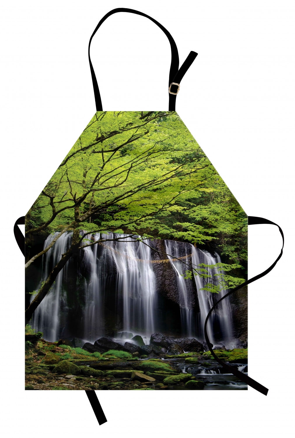 Waterfall Apron Multiple Waterfalls Surrounded by Black Rocks and Green ...