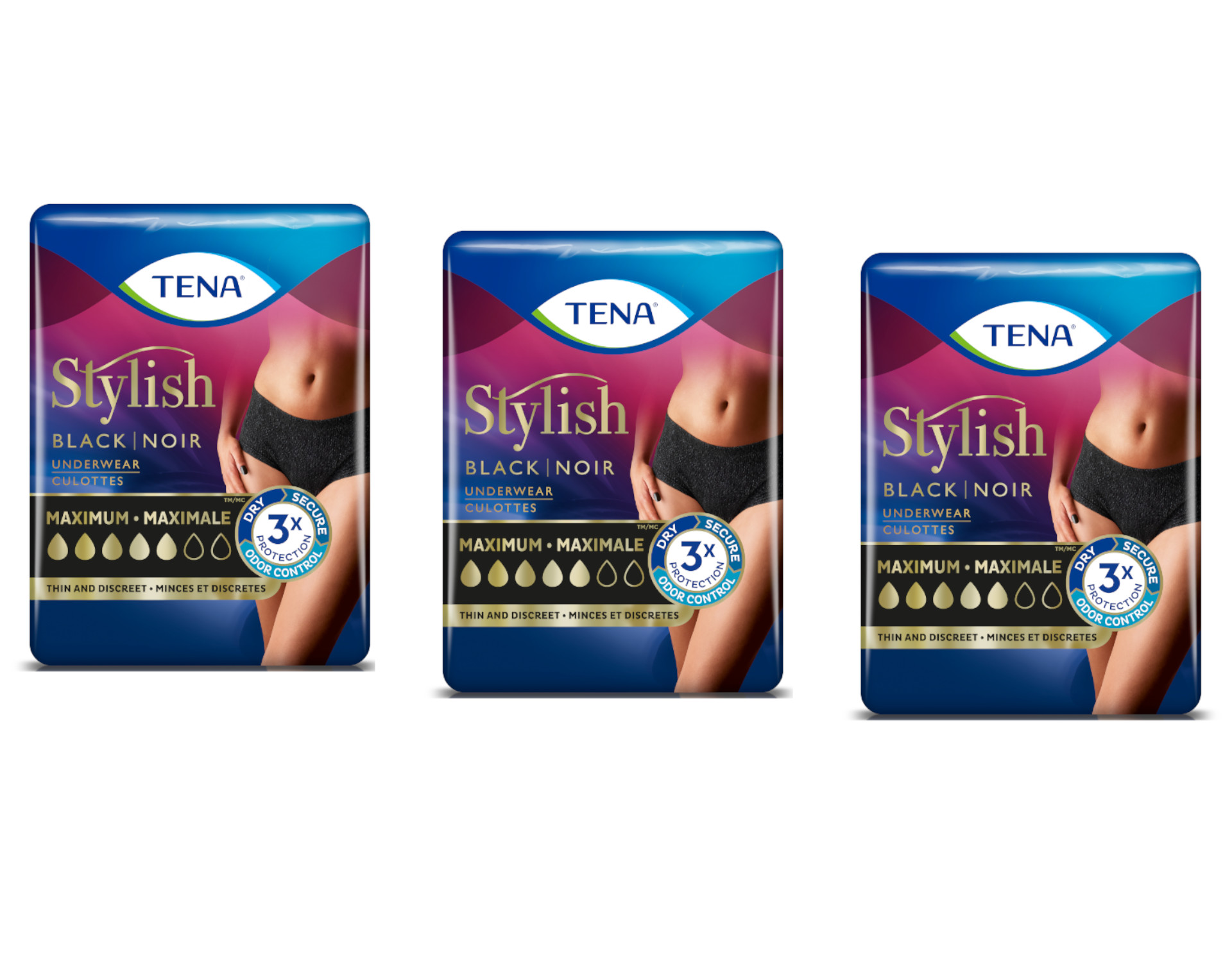 Tena Women XL Maximum Incontinence Underwear Stylish Black, 14 Ct ...