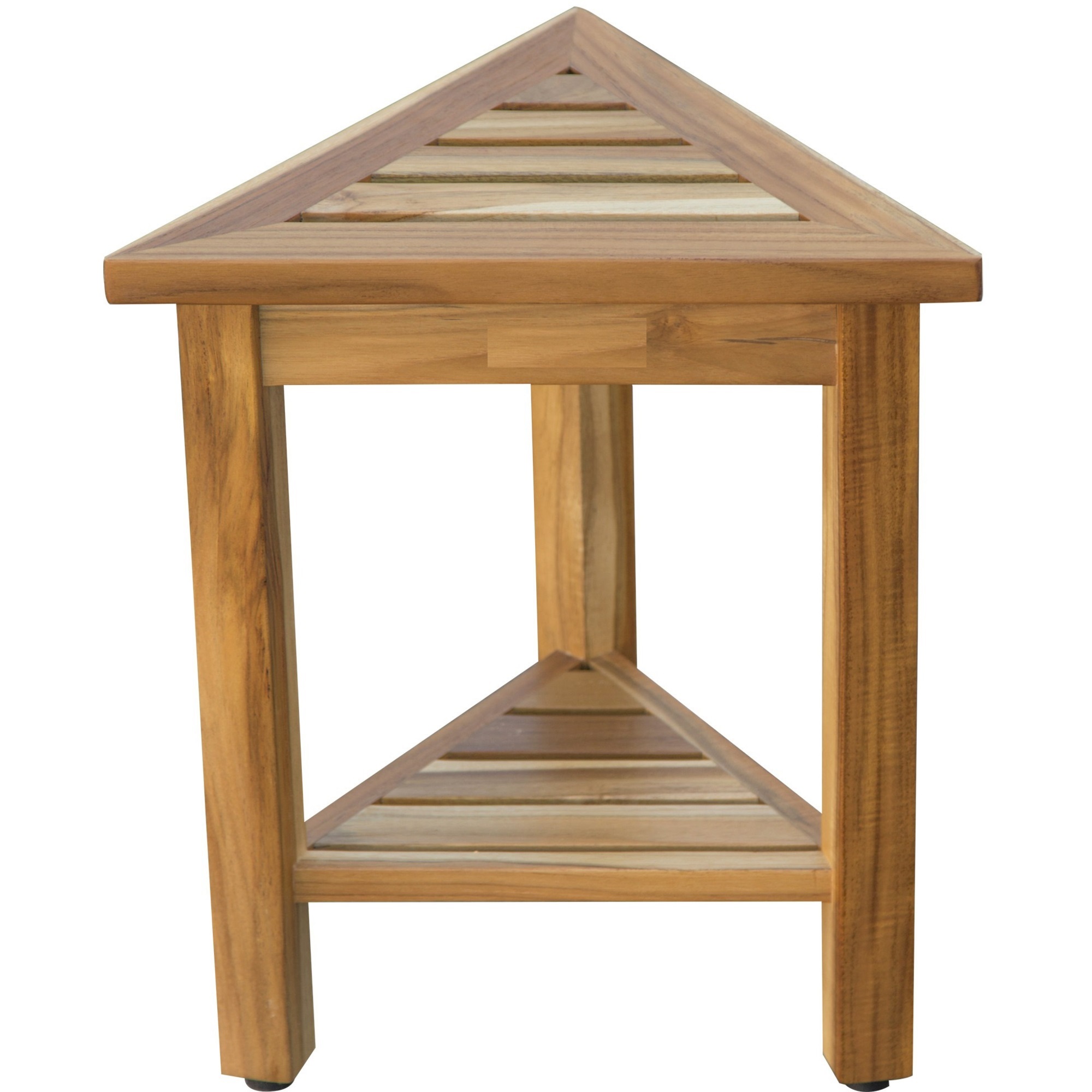 18" Teak Corner Shower Stool or Bench with Shelf in Natural Finish ...