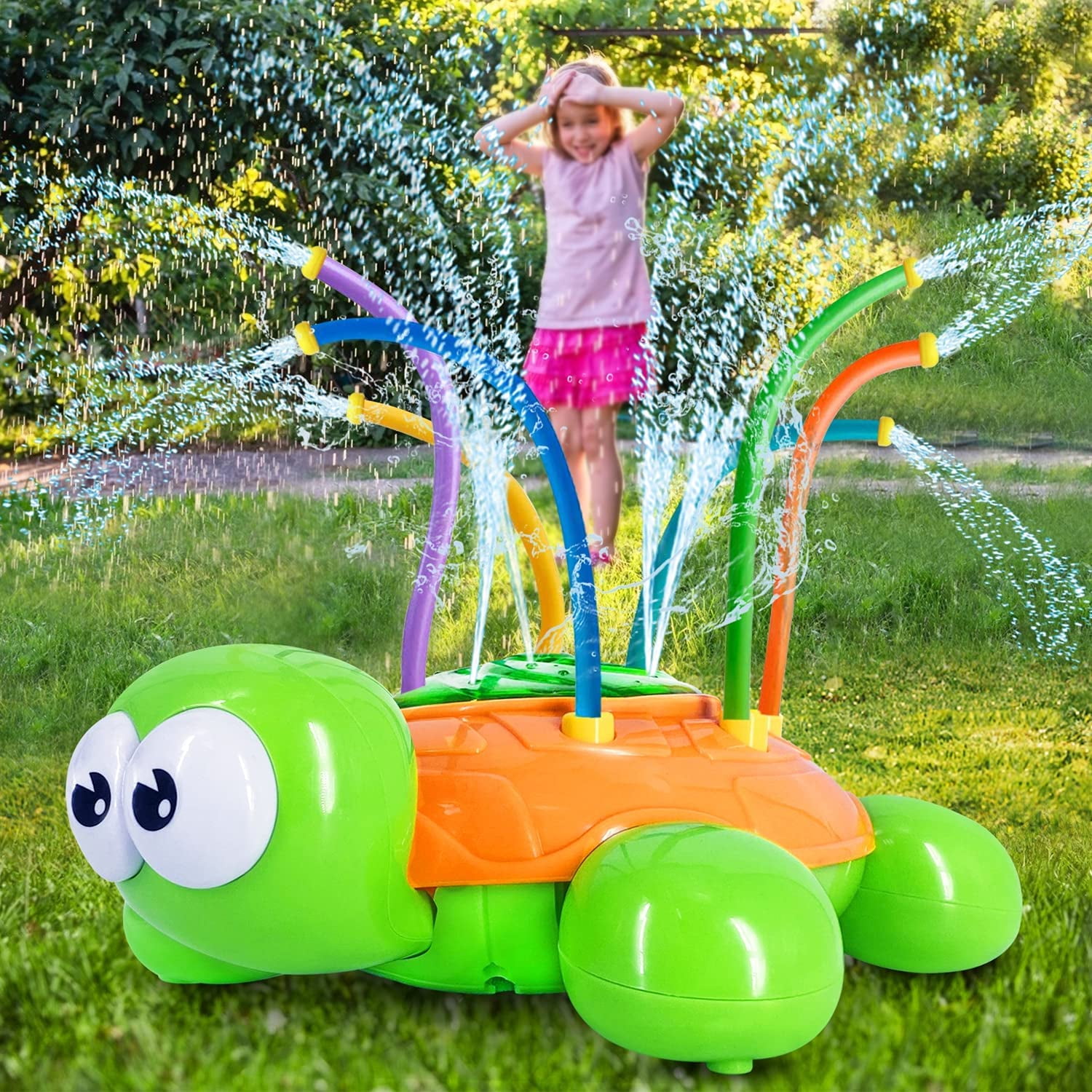 Wgthhk Water Spray Sprinkler for Kids Water Spinning Turtle Sprinkler ...