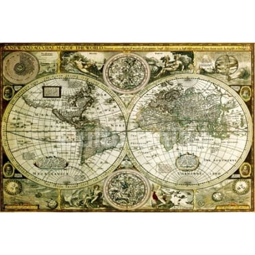 Map of the World, vintage (mercator projection) Poster (36 x 24 ...