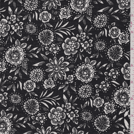 Black Floral Rayon Challis, Fabric By the Yard - Walmart.com