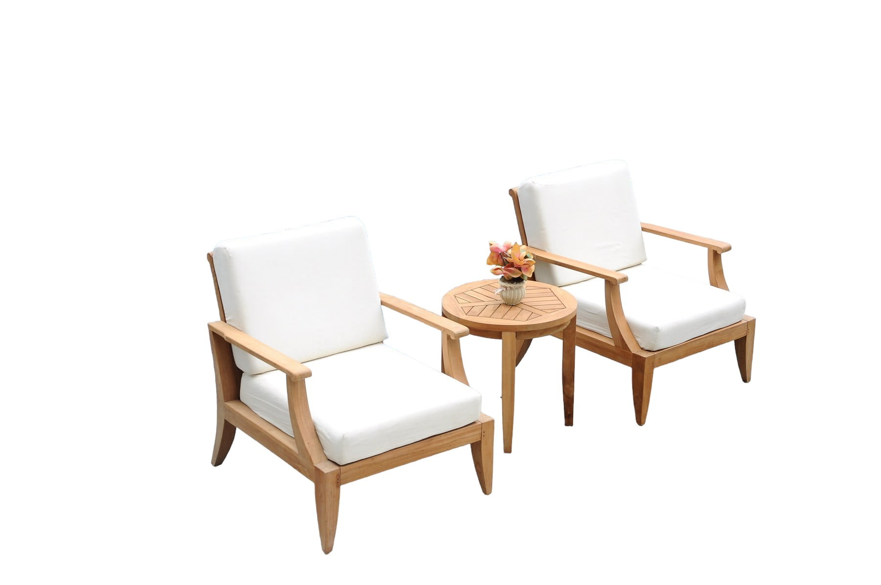 Lagos 3 Pc Lounge Chair Set: 2 Lounge Chairs & Side Table With Cushions ...