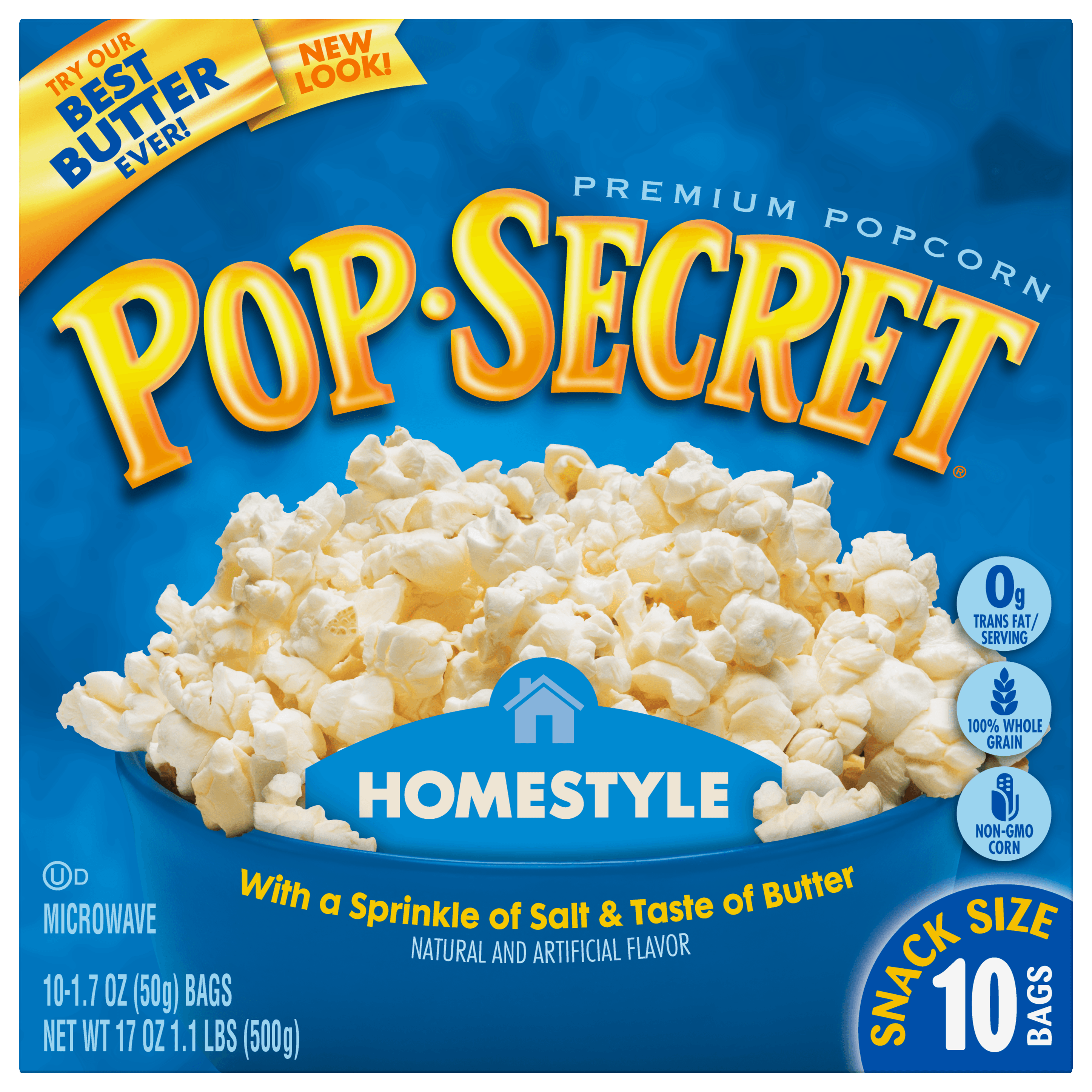 Pop Secret Homestyle Microwave Popcorn Snack Size 1 7 Oz Bags 10 