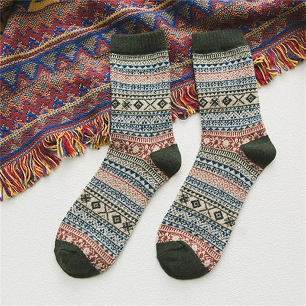 hoksml Socks Clearance! And Winter Warm Small Diamond Retro Ethnic ...