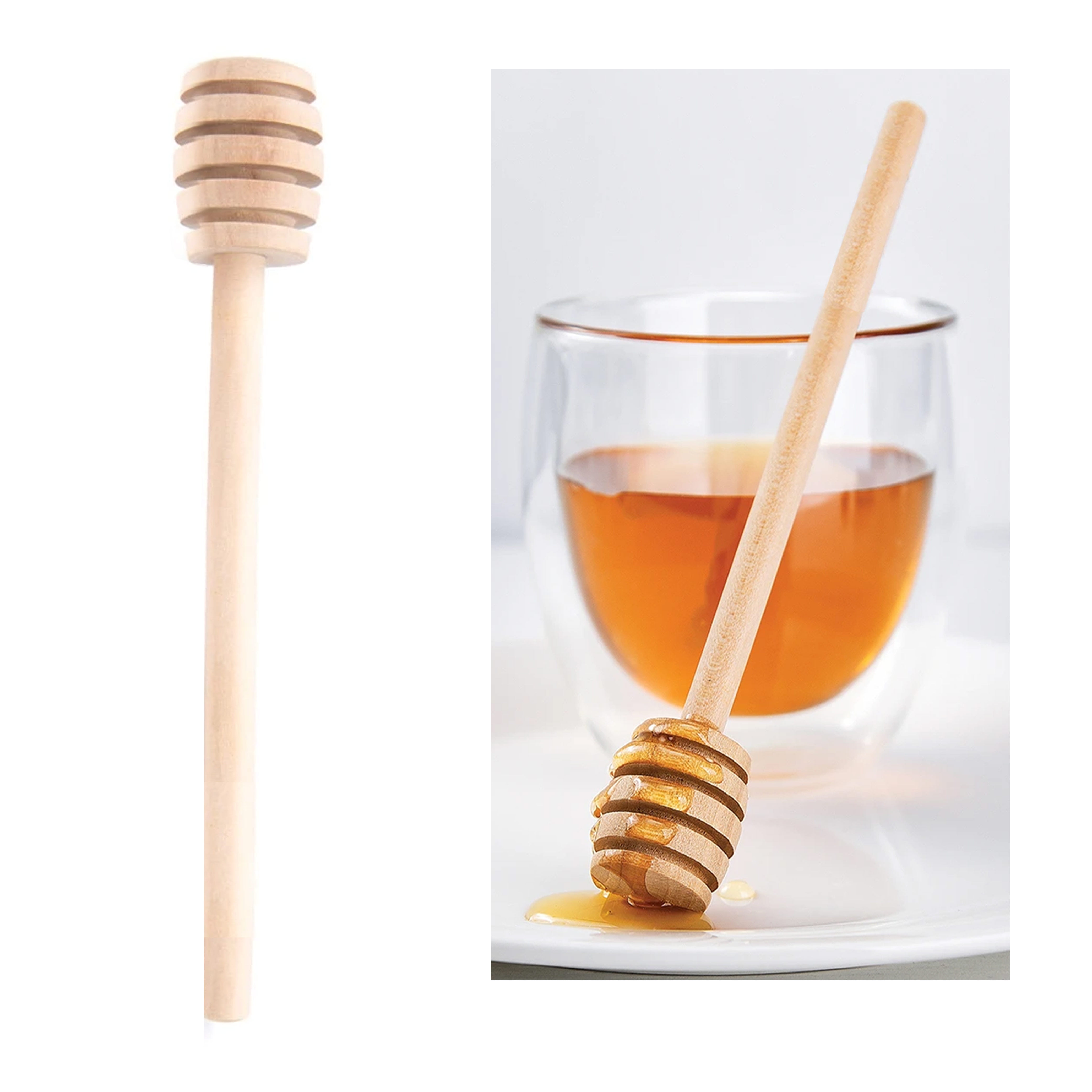 Honey Dipper Stick Wooden Honeycomb Stirrer Jar Dispense Drizzle Honey ...