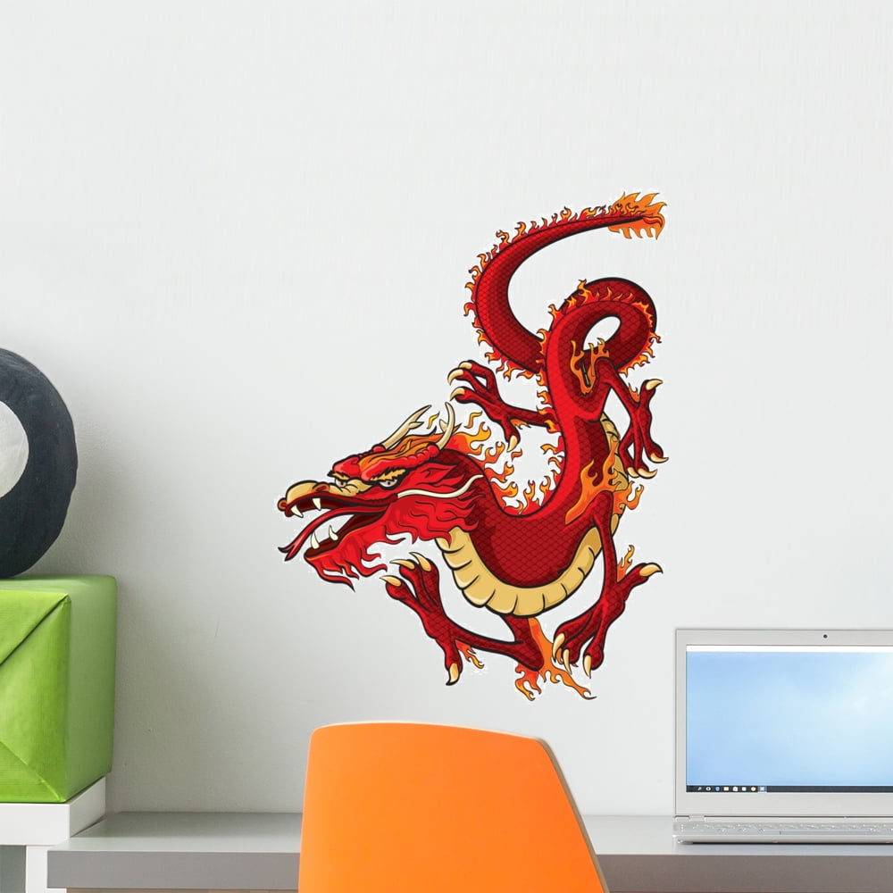 Red Dragon Wall Decal Sticker by Wallmonkeys Vinyl Peel & Stick Graphic ...