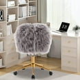 Fluffy Upholstered Office Chair, SYNGAR Faux Fur Plush Office Desk ...