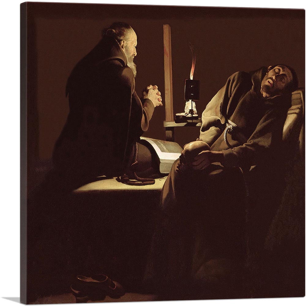 ARTCANVAS Ecstasy Of St. Francis A Monk at Prayer With Dying Monk 1640 ...