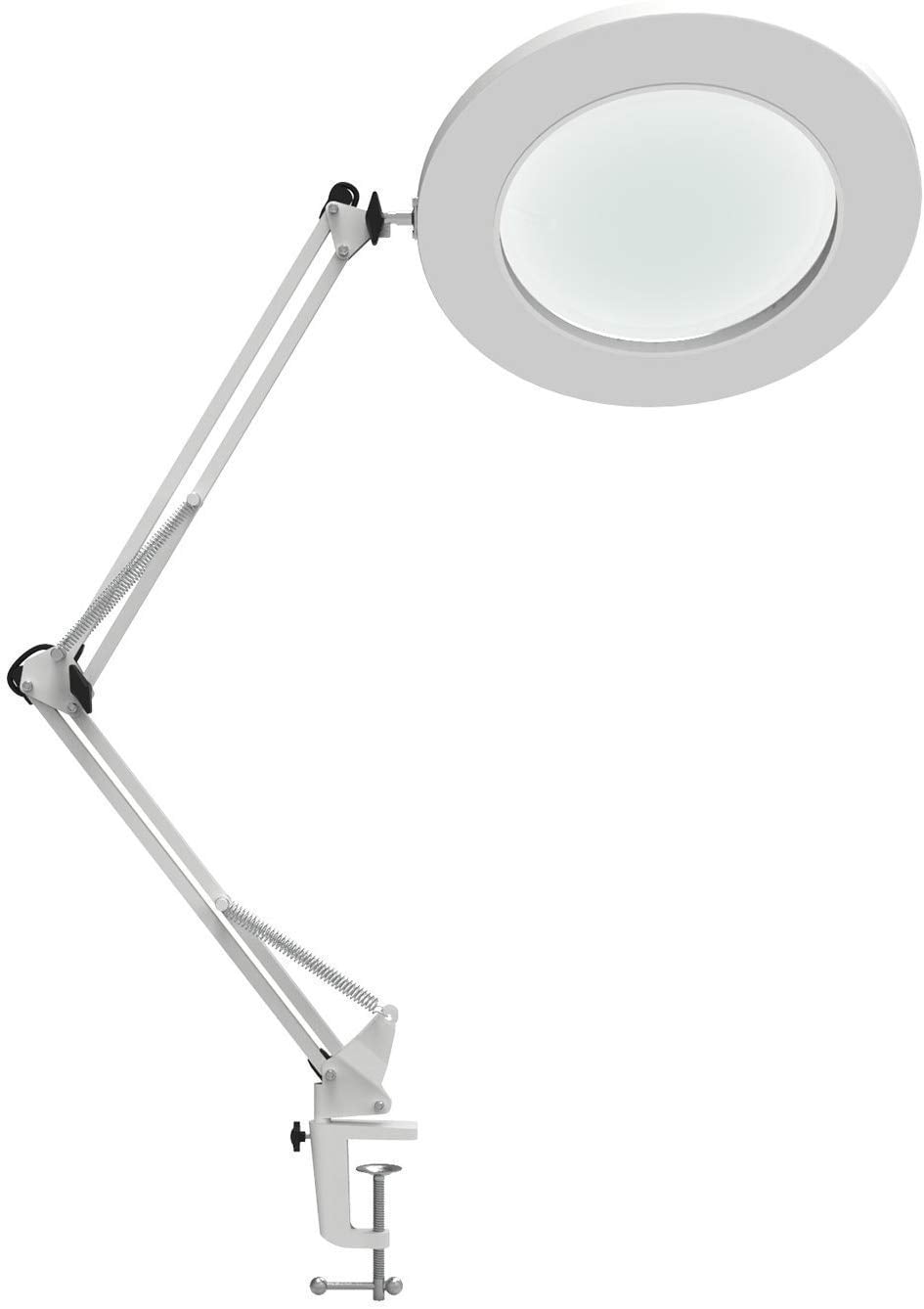Stanz (TM) Magnifier CLAMP LAMP Magnifying LED 5" 5X Glass Metal Swing ...