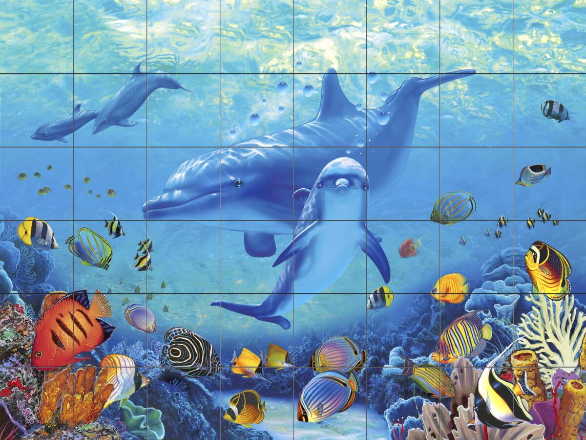 Tile Mural Kitchen Backsplash - Blessings of the Sea-CRL - Walmart.com