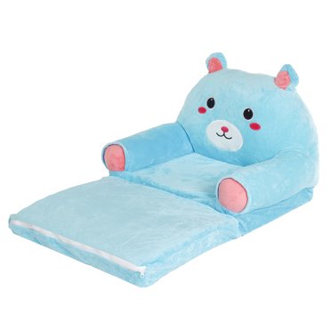 2 in 1 Convertible Plush Kids Sofa Flip Open Sofa Seat with Pockets ...