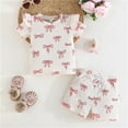 Baby Girl Outfits Unisex Animal Print 1/4 Sleeve Top with Shorts Casual ...