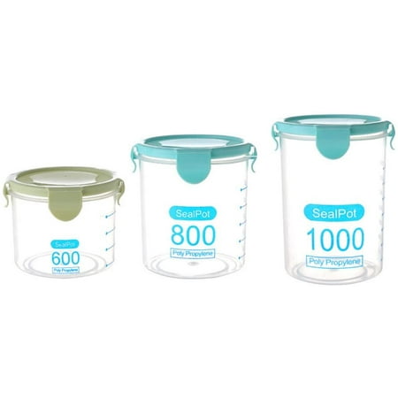 3 Pack Food Storage Container,Airtight Watertight Cereal Keeper,Kitchen ...