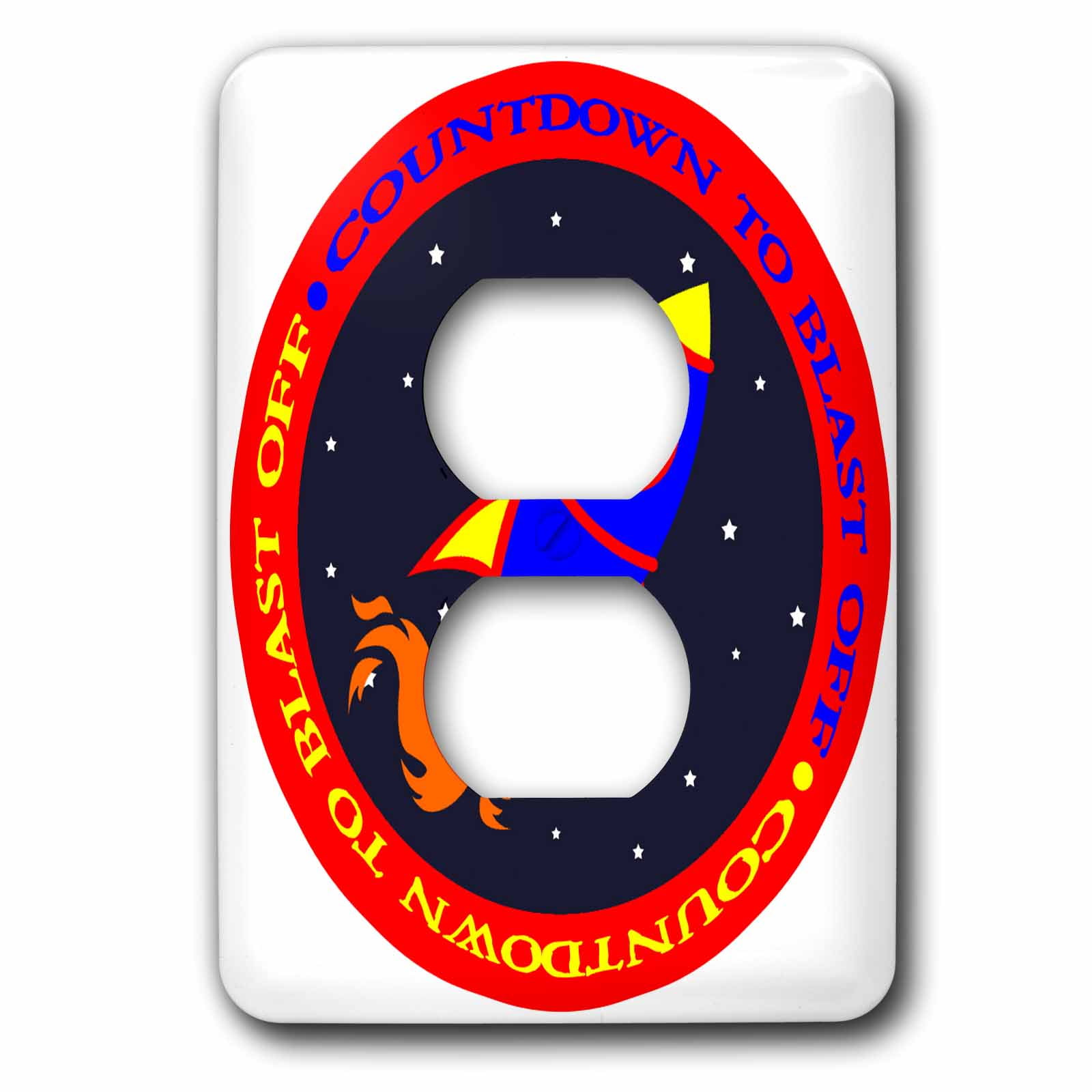 3dRose Countdown to Take Off Cute Rocket Ship Red and Blue - 2 Plug ...