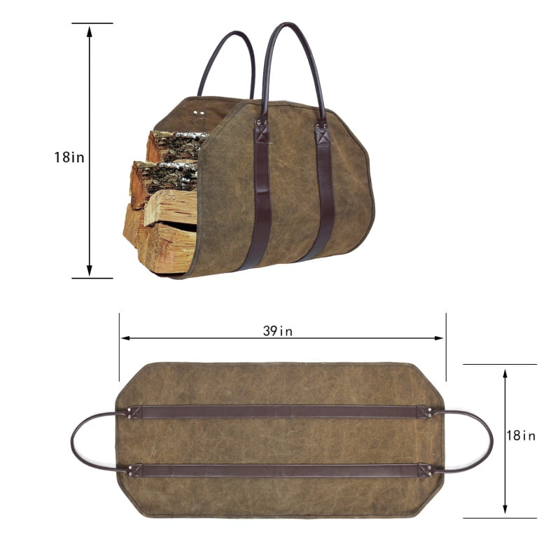 Outdoor Tote Camping Carry Bag Canvas Log Tote Bag Carrier Indoor ...