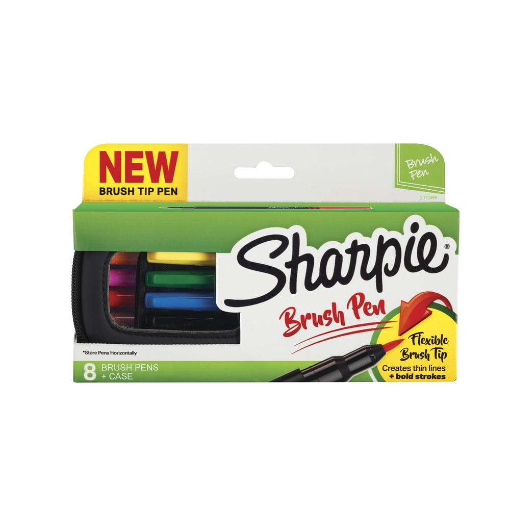 Sharpie Brush Tip Pens, Assorted Colors, Soft Case, 8 Count - Walmart ...