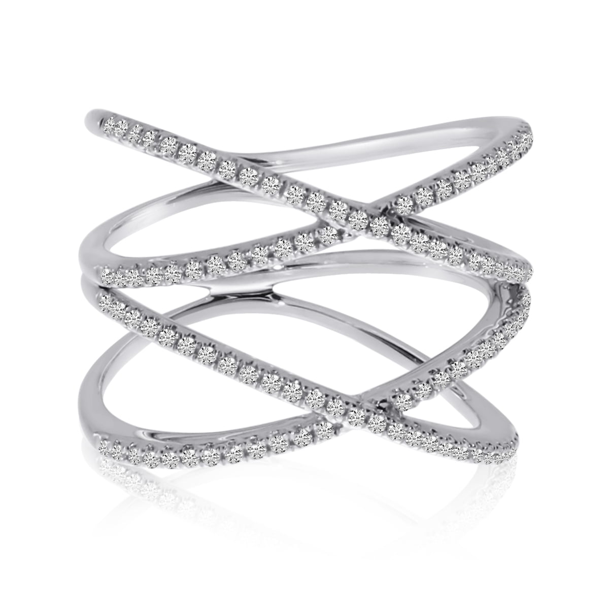 14k White Gold Double "X" Diamond Negative Space Ring - Walmart.com