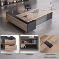 78.7" L Shaped Executive Desk with Power Outlet File Cabinets Drawer ...