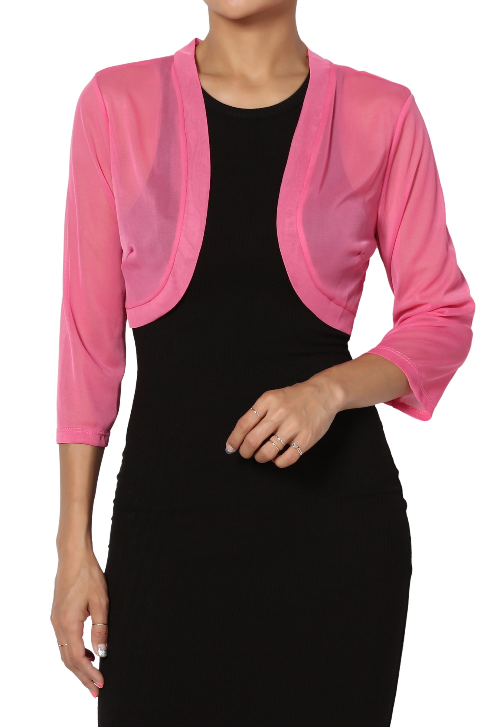 TheMogan Junior's S~XL Sheer Mesh 3/4 Sleeve Bolero See Through Crop ...