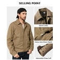 WenVen Men's Cotton Canvas Work Jacket, Lightweight Spring Coat, Khaki ...