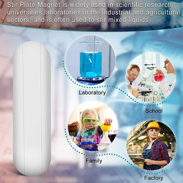 8 varillas agitadoras magnéticas, blancas, varillas de laboratorio ...