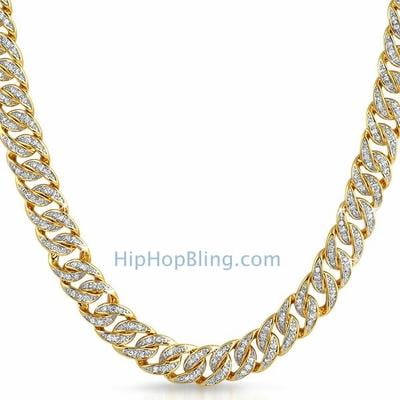 HipHopBling - .925 Sterling Silver CZ Gold Cuban Chain 10MM (18 in ...