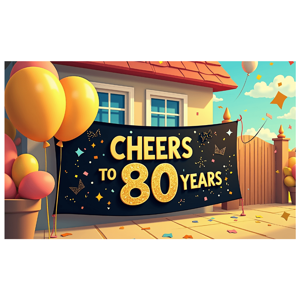 Click here for Yezdix Black Banner With Golden Cheers To 80 Years... prices