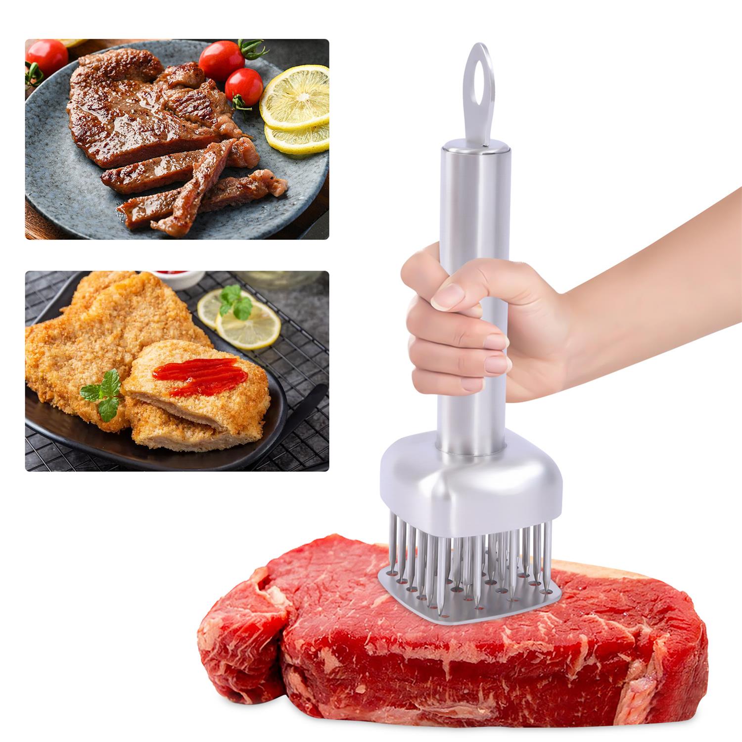 YIYIBYUS Meat Tenderizer Tool with 24 Ultra Sharp Stainless Steel ...