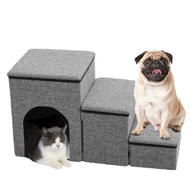 Precious Tails 3-Step Storage Foldable Dog Cat Pet Steps - Walmart.com