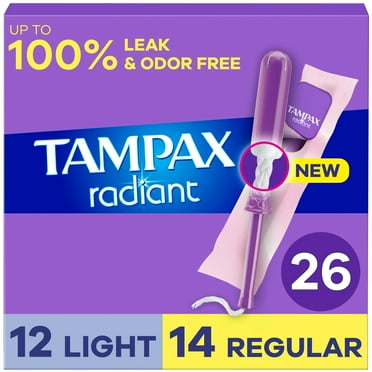 Tampax Radiant Plastic Tampons, Super Absorbency, Unscented, 28 Count ...