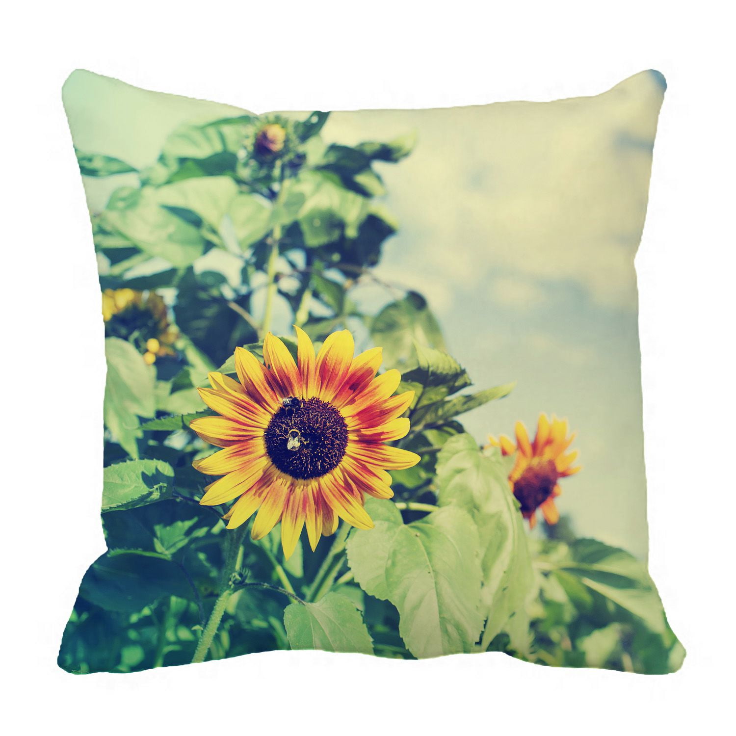PHFZK Summer Landscape Pillow Case, Nature Art Sunflowers Fields Green ...