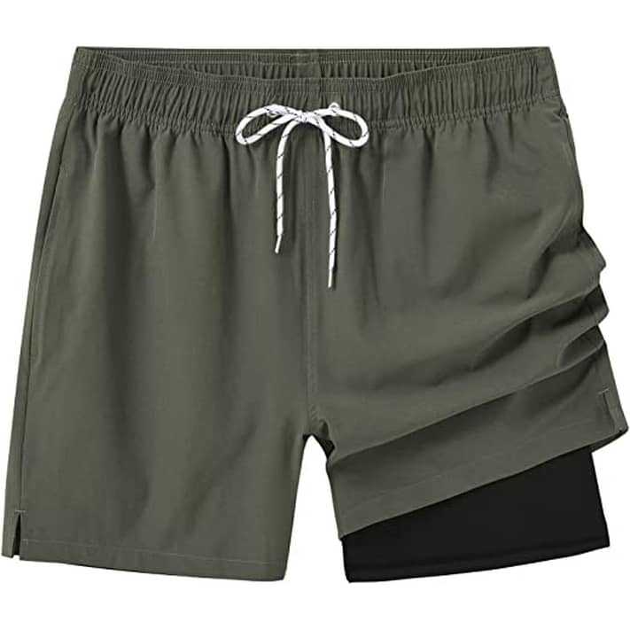 Yukaichen Mens Swim Trunks With Compression Liner 2 In 1 Quick Dry