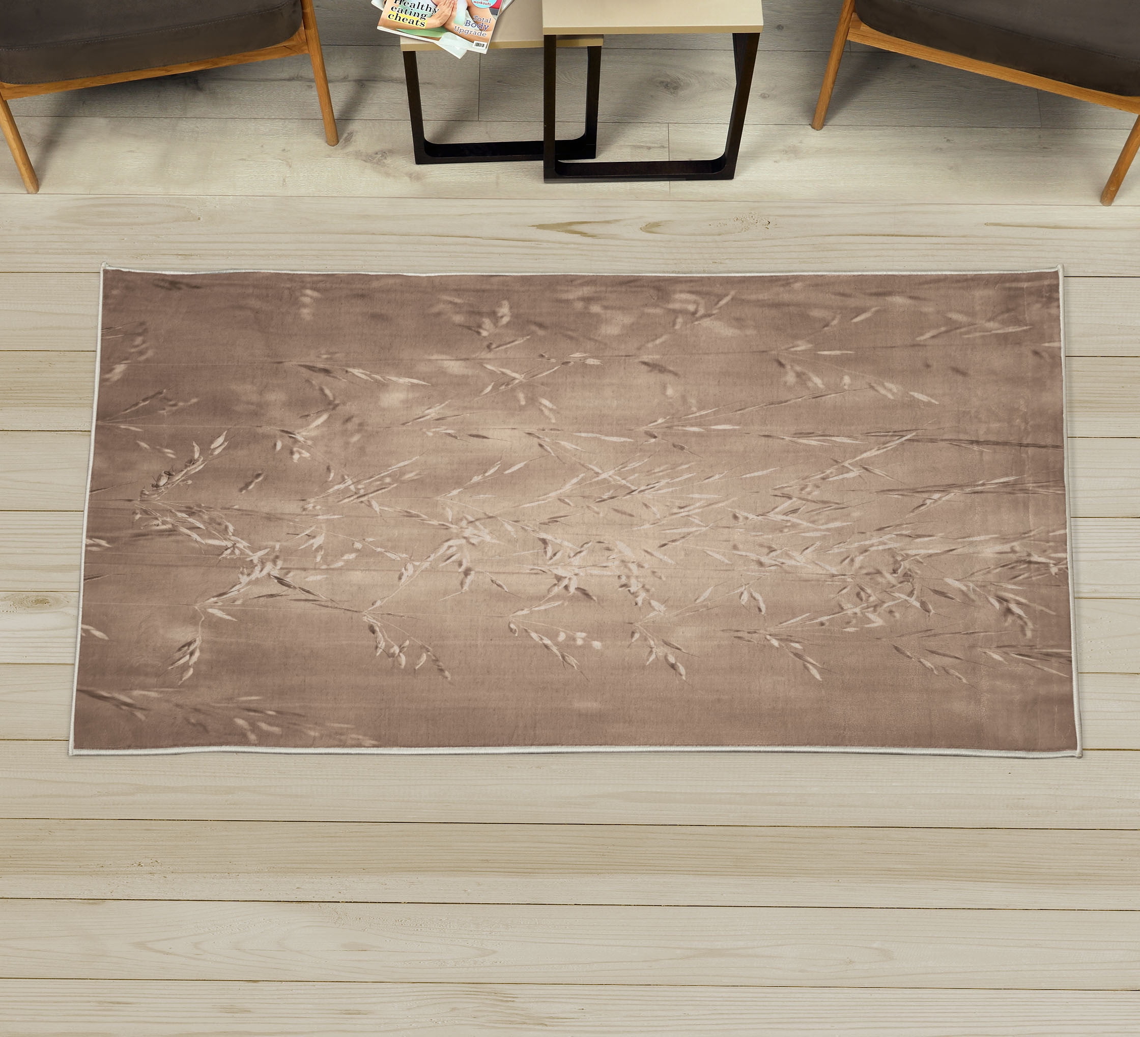 Botanic Decorative Rug, Blur Meadow Grass Plant Herb in Countryside ...