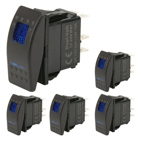 Toggle Switch Panel, 5 Pin Rocker Switch ABS And Steel With Sticker For ...