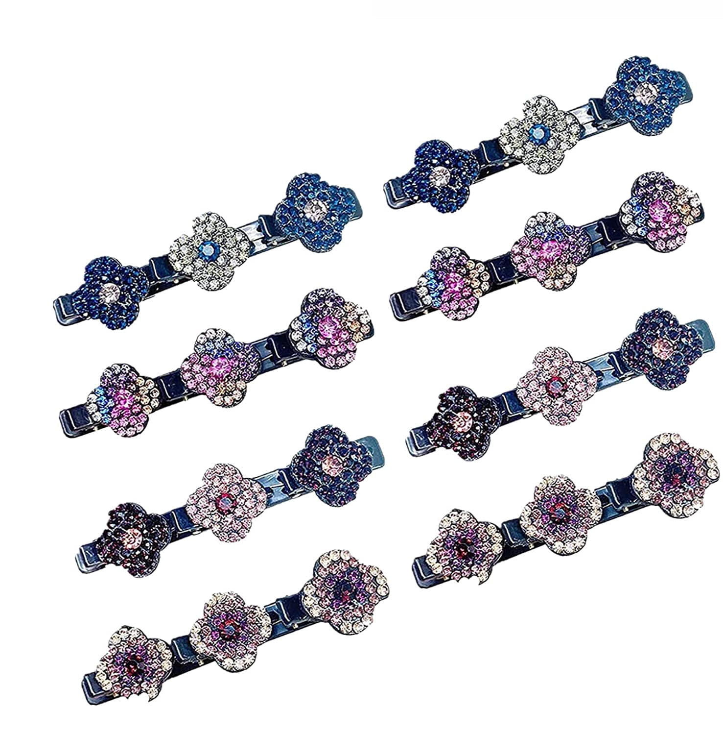 Braided Hair Clips Sparkling Crystal Stone Braided Hair Clips Duckbill ...