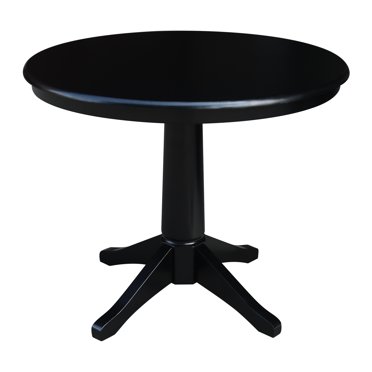 36" Round Top Dining Table with 12" Leaf - Black/Cherry - Walmart.com