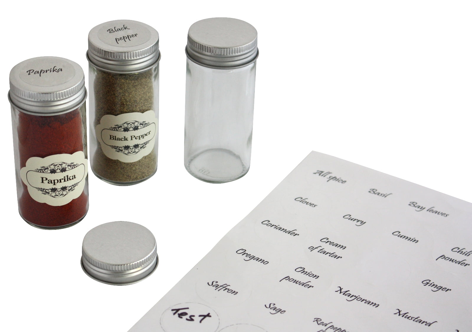 30 Common Spice Names Stickers with Black Lettering + 18 Blank Round ...